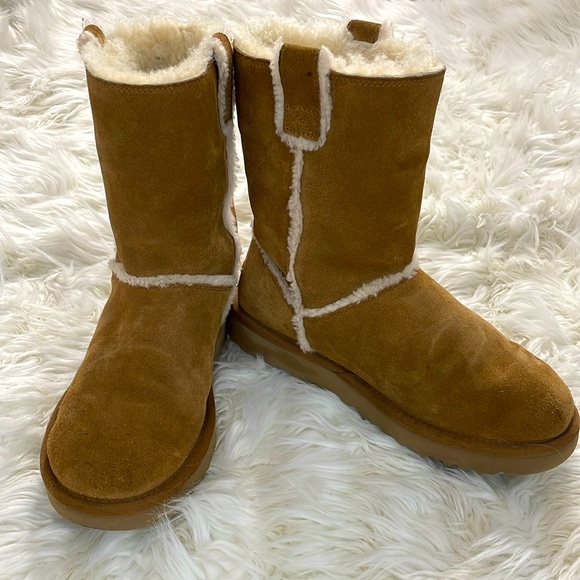 UGG | Shoes | Ugg Spill Seam Suede Shearling Boots Chestnut Size 7 ...